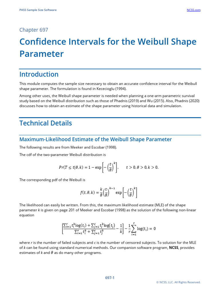 Confidence Intervals For The Weibull Shape Parameter | PDF | Confidence Interval | Sample Size ...