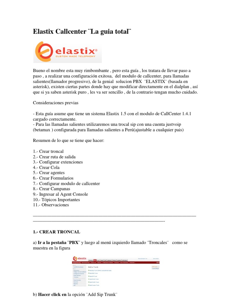 Elastix Call Center | PDF | Voz sobre IP | Software del sistema