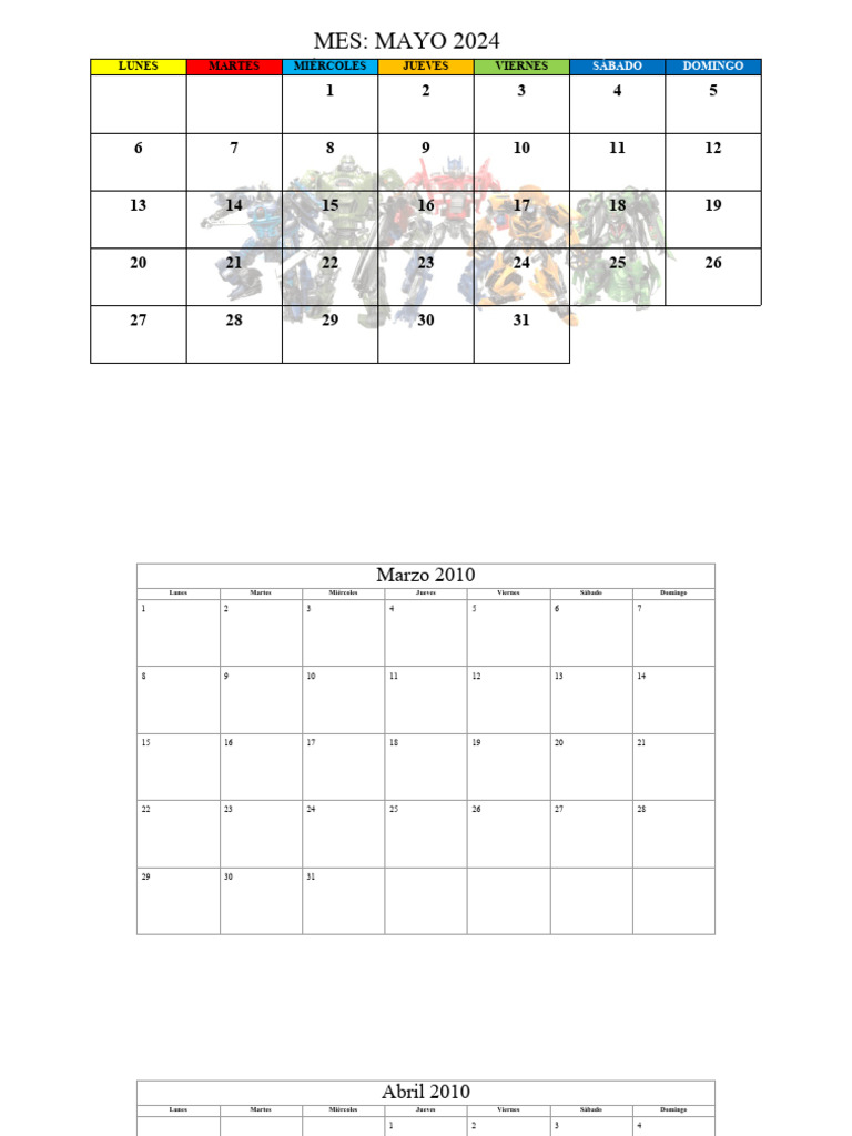2010 Calendar | PDF