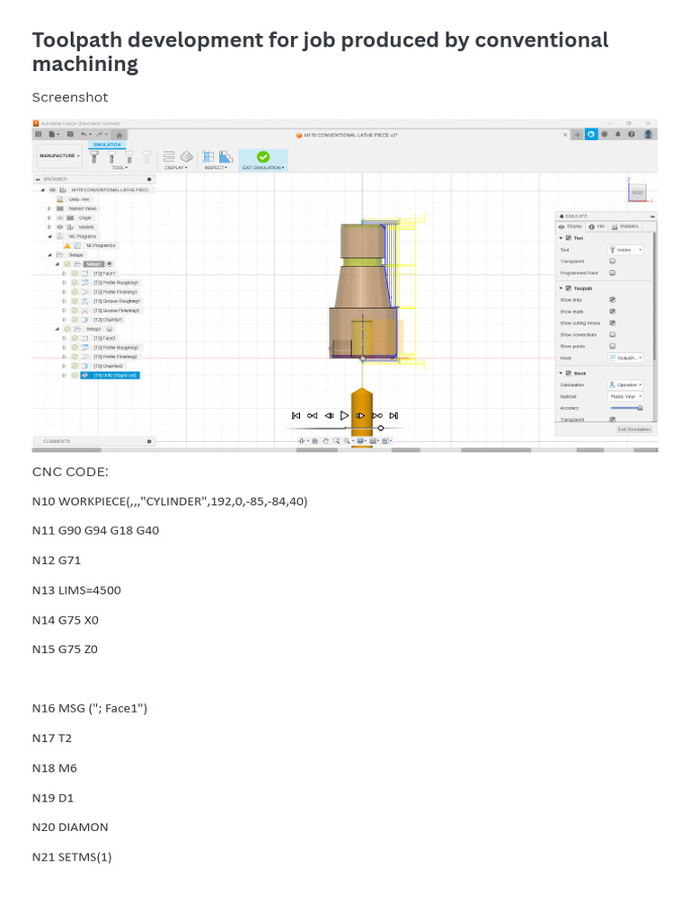 Toolpath Development For Job Produced by Conventional Machining | PDF | Metalworking | Secondary ...