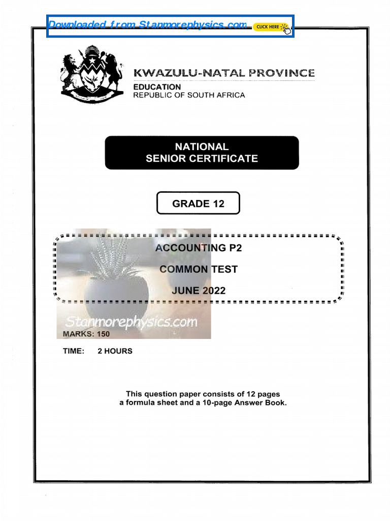 Accounting Grade 12 June 2022 P2 and Memo | PDF