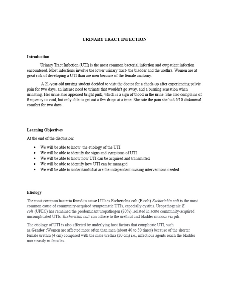 case-study-UTI | PDF | Urinary Tract Infection | Urination