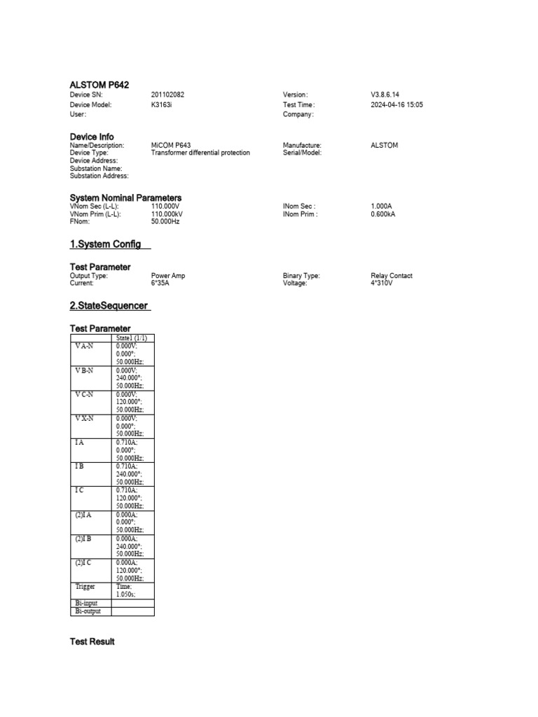 Alstom P642: 1.system Config | PDF