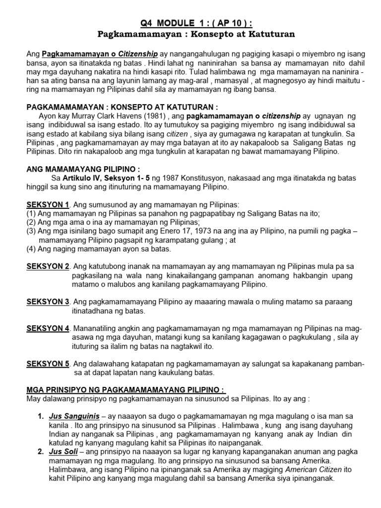 Q4 Ap 10 Edited Module 1 | PDF