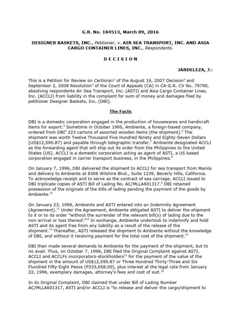 Legal Dispute on Shipment Liability | PDF | Bill Of Lading | Legal ...