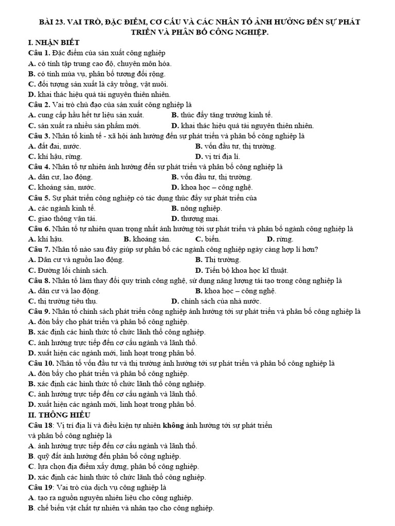 ĐỀ CƯƠNG ĐỊA 10 CK2 | PDF