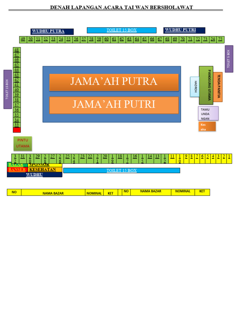Denah Lapangan Acara Tai Wan Bersholawat | PDF