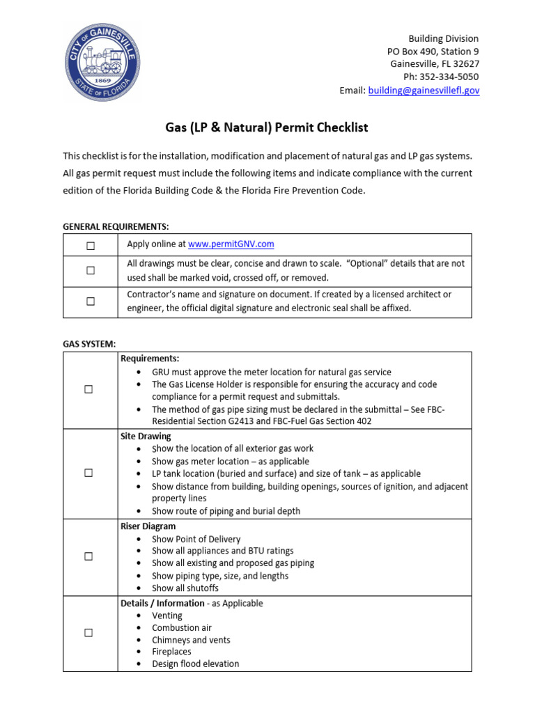 Fuel Gas Checklist | PDF