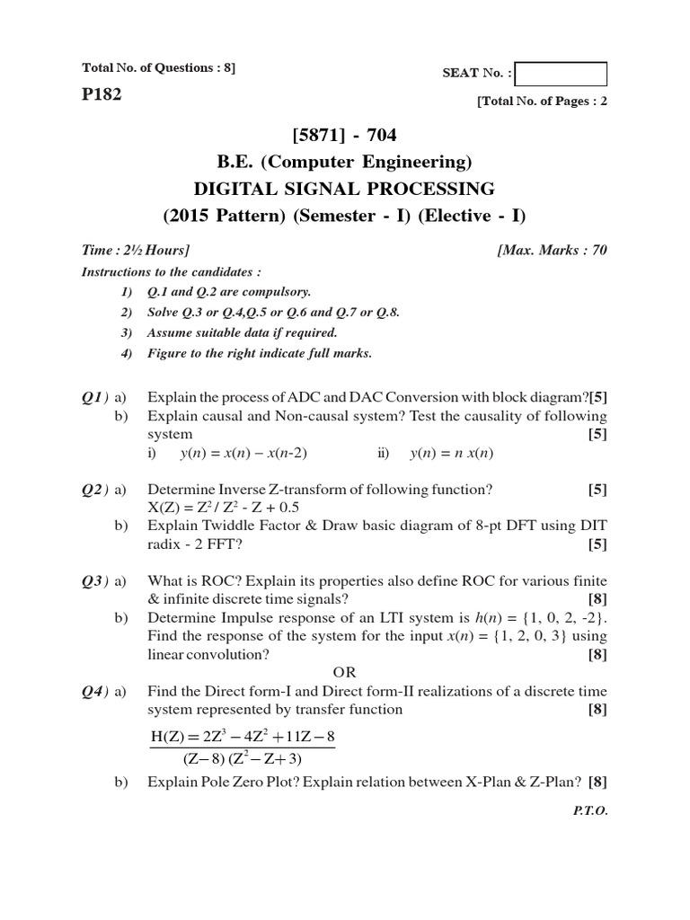 DSP 2015 Pattern | Download Free PDF | Electrical Engineering | Control Theory
