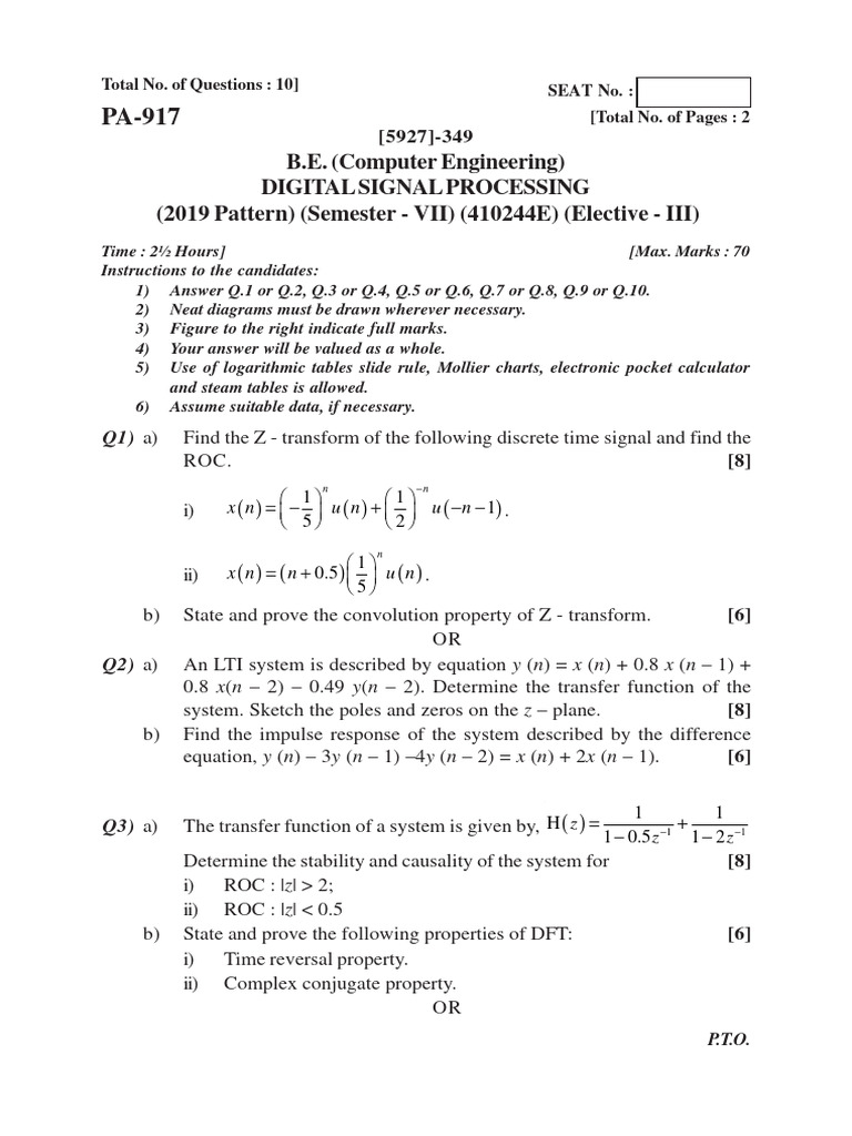 DSP 2019 Pattern | PDF | Computer Science | Computer Engineering
