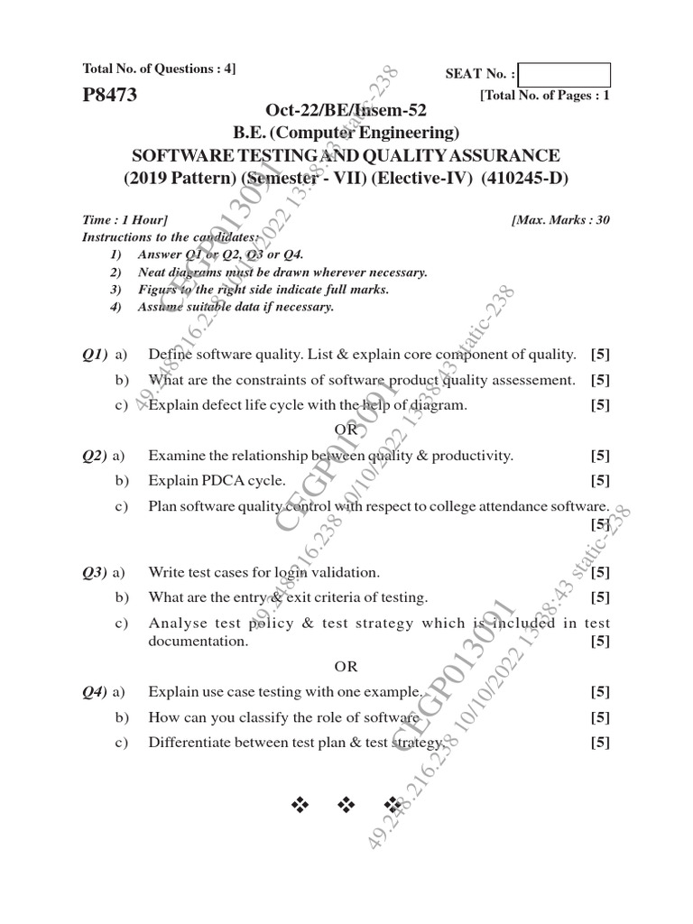 STQA SPPU Paper | PDF | Software | Information Technology
