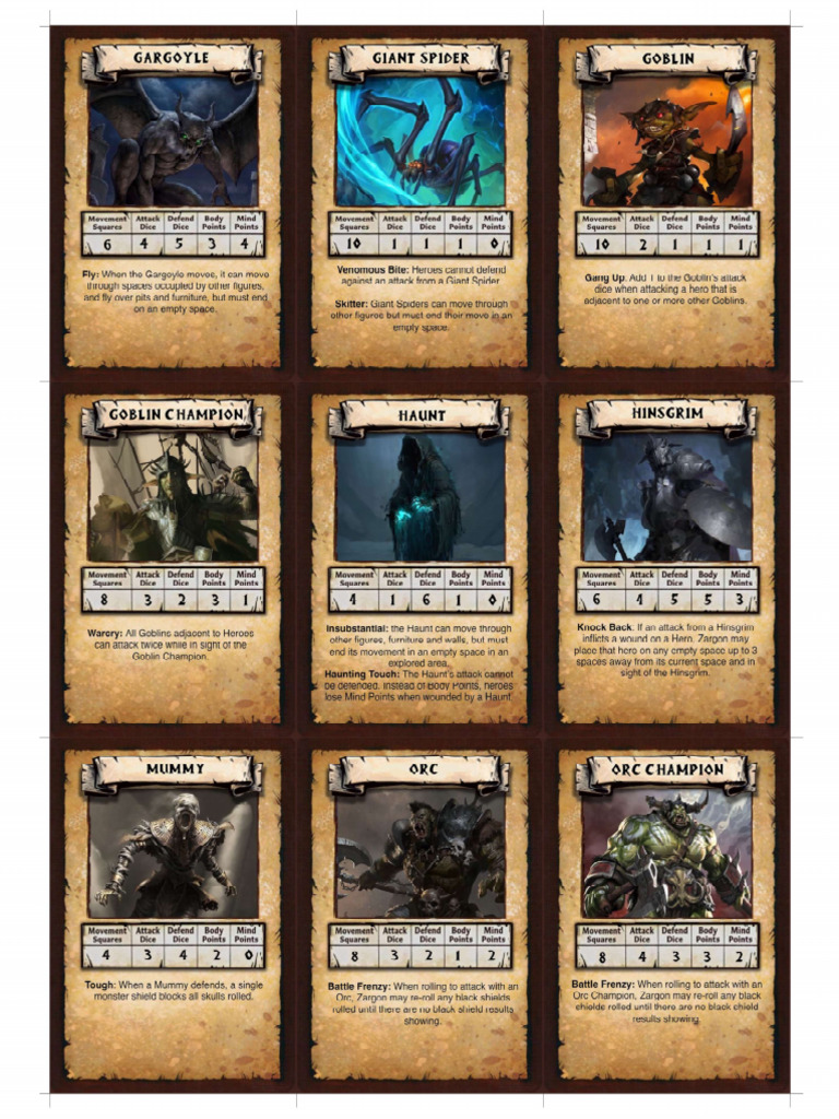 HeroQuest Alternate Monster Rules With Orc Sniper | PDF