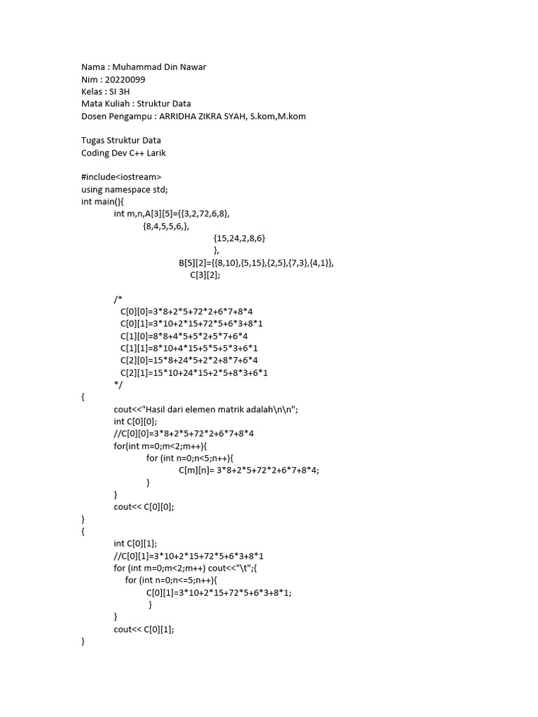 bentuk coding c++.docx | PDF