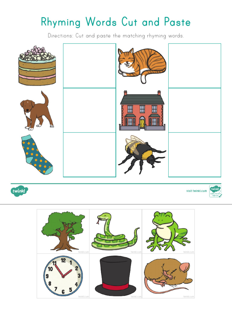 Us L 410 Rhyming Words Cut and Paste Activity Sheet - Ver - 4 | PDF