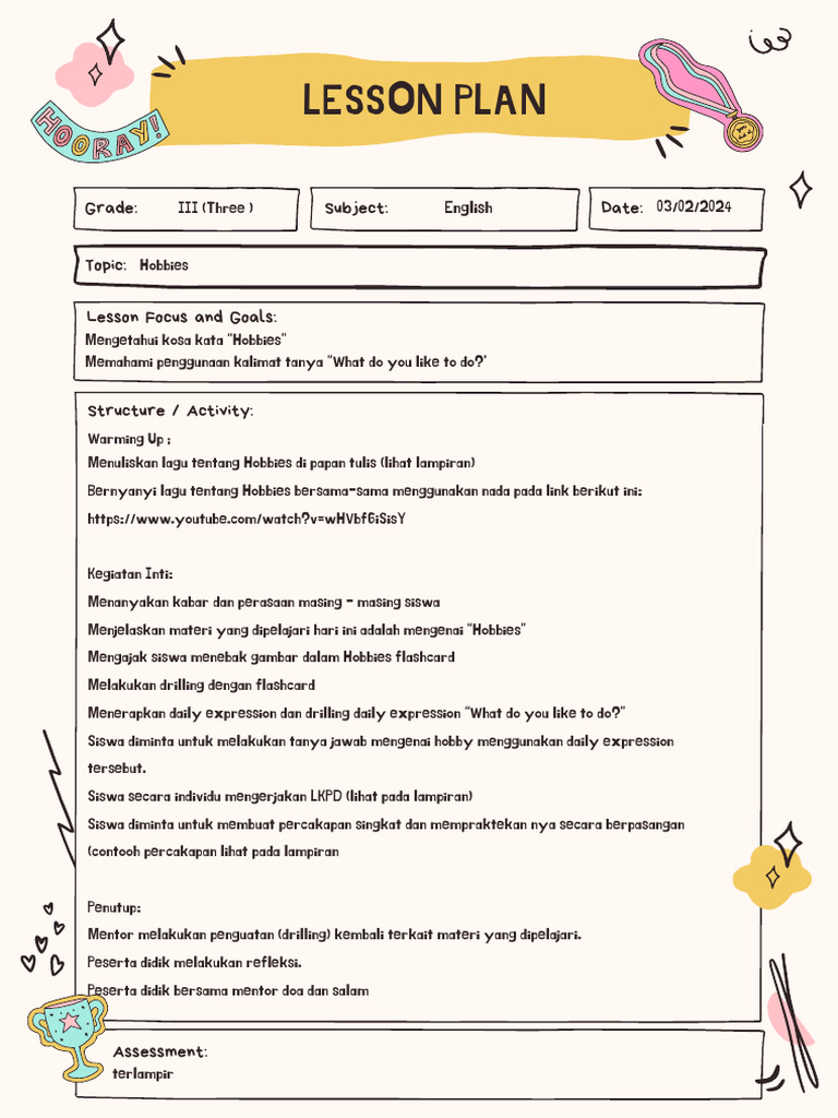 Lesson Plan Hobbies | PDF | Leisure | Hobbies