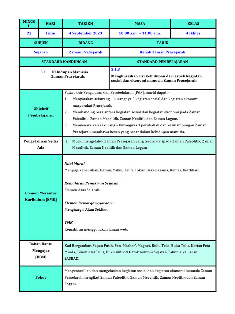 RPH IV Sejarah | PDF
