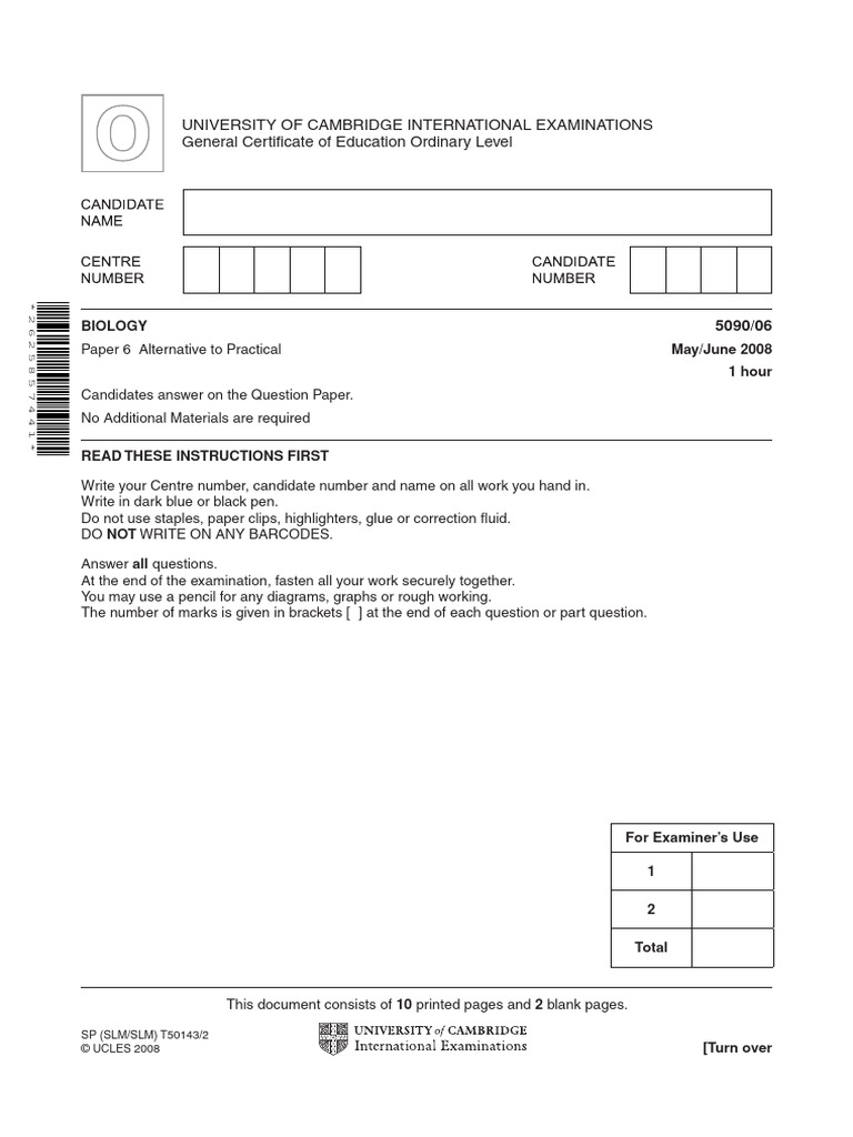O Level Biology Exam Guide | PDF | Volume | Area