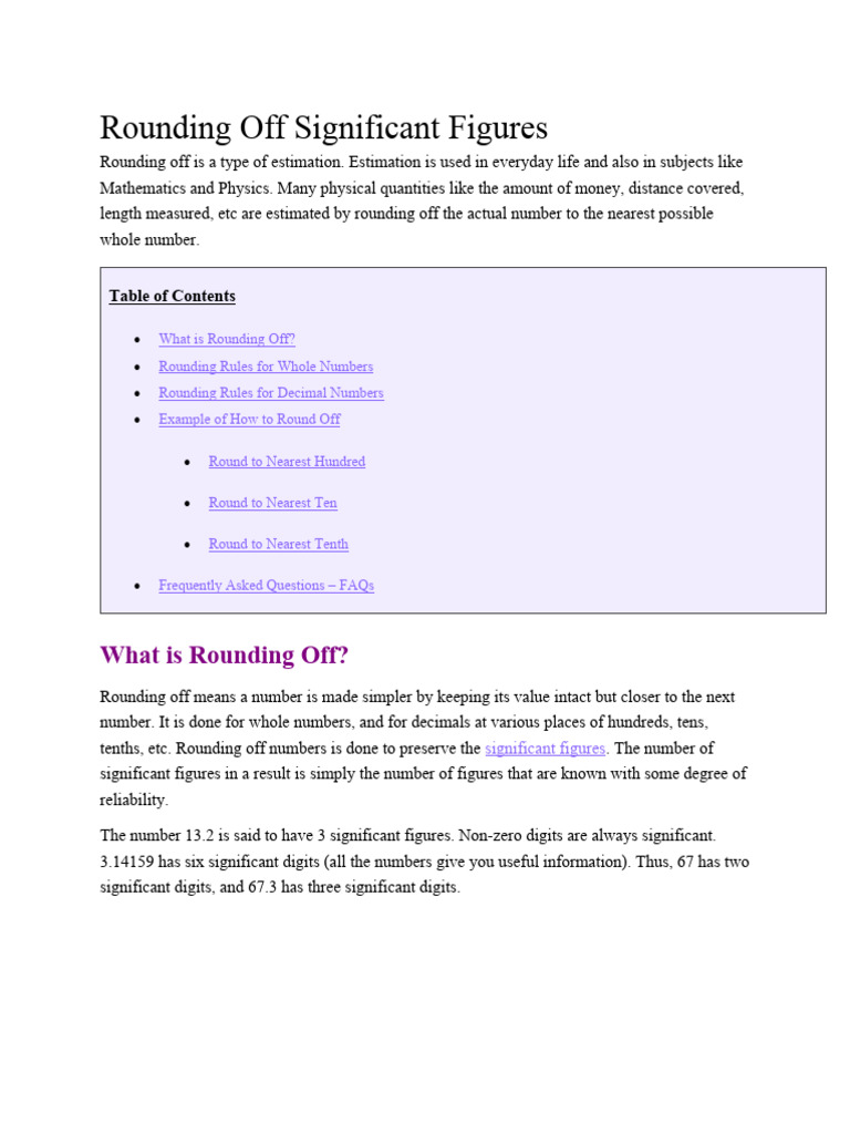Rounding Off Significant Figures Guide | PDF | Significant Figures ...