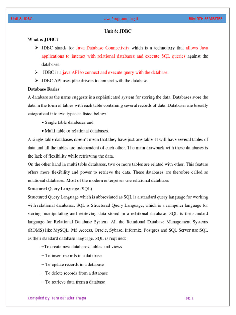 Unit 8 2 | Download Free PDF | Databases | Sql