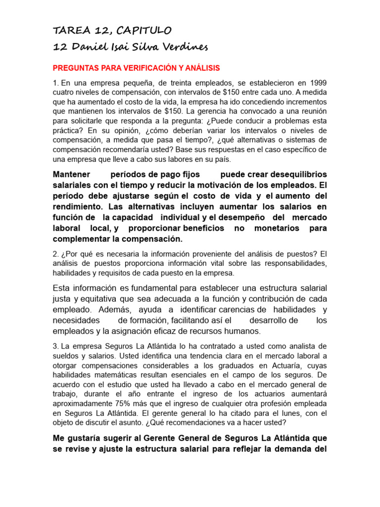 Tarea 12 Capitulo 12 | PDF | Salario | Business