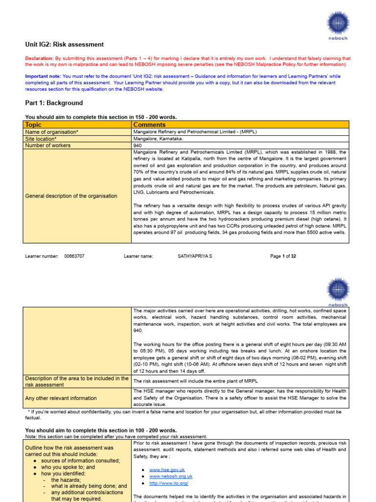 MRPL Risk Assessment Overview | PDF | Noise | Oil Refinery