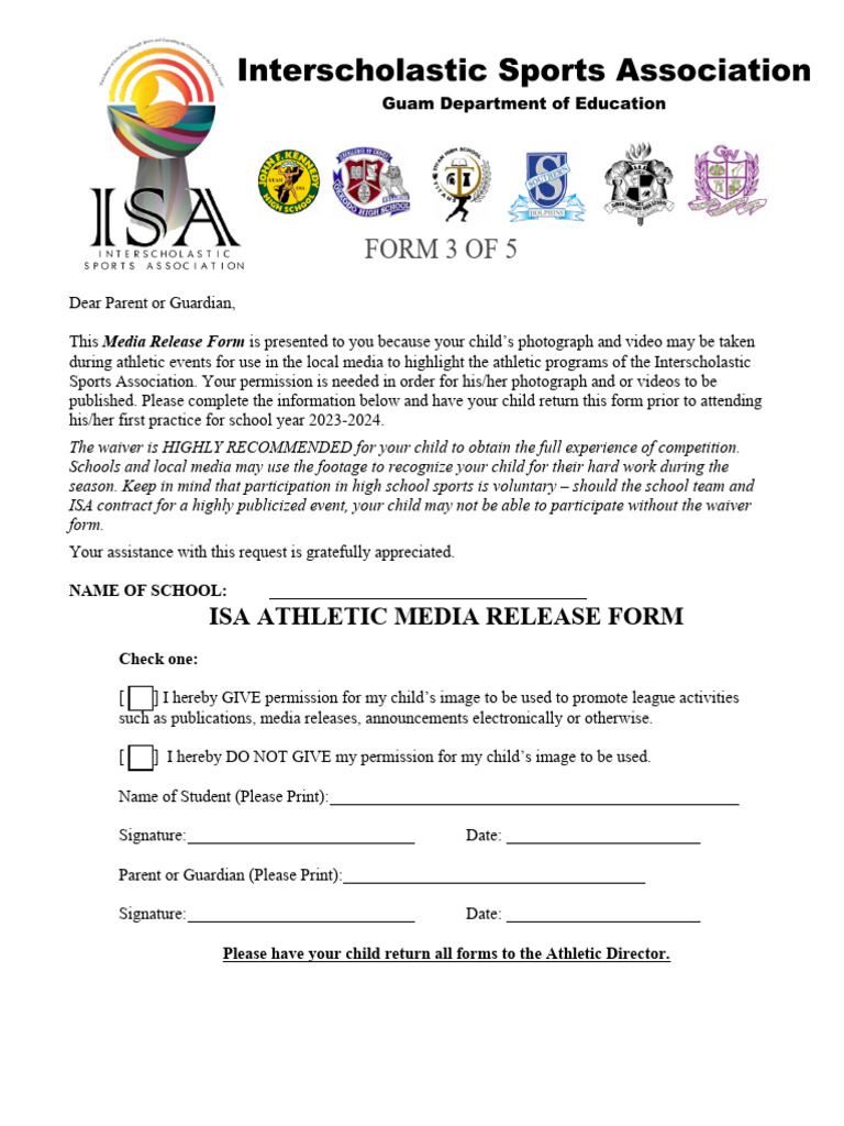 2324 ISA Athletic Forms-2 | PDF | Concussion | Diseases And Disorders