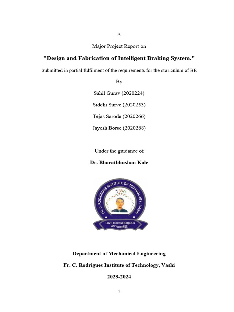 B15 - Design and Fabrication of Intelligent Braking System | PDF ...