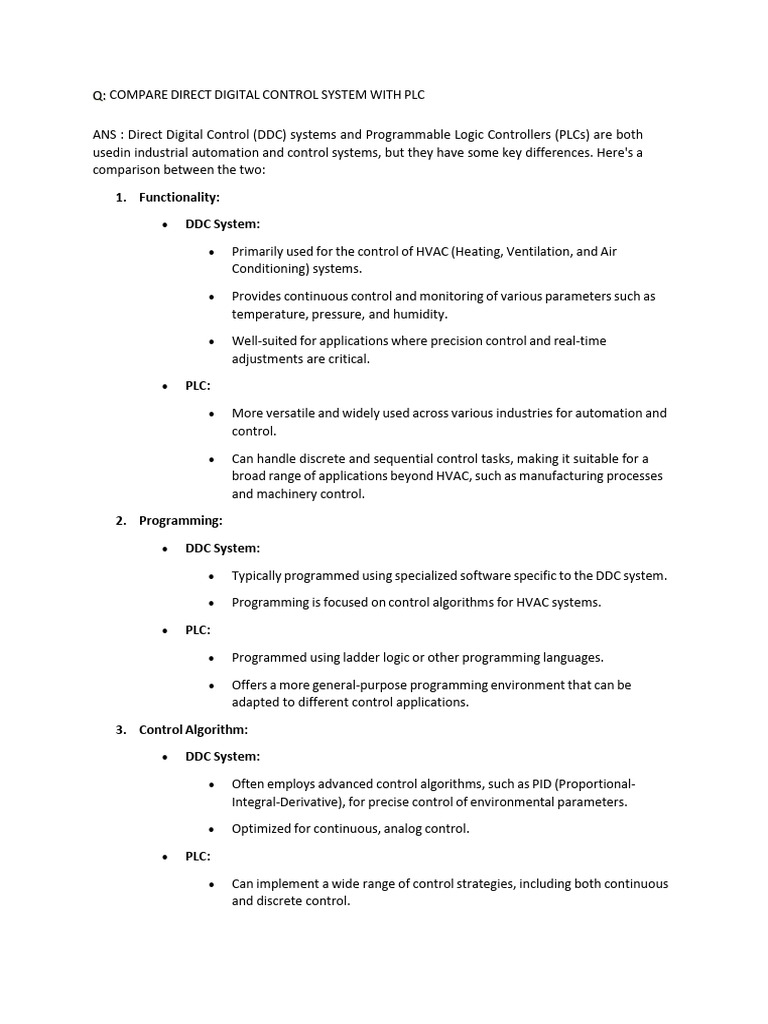 DDC vs PLC: Key Differences Explained | PDF | Programmable Logic ...
