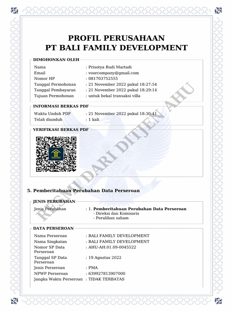 Bali Fam Development Minsitry Check | PDF