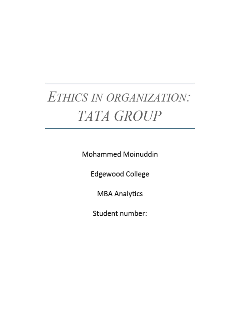 Mohammed Moinuddin Ethics in Organizational Reasech Paper | PDF ...