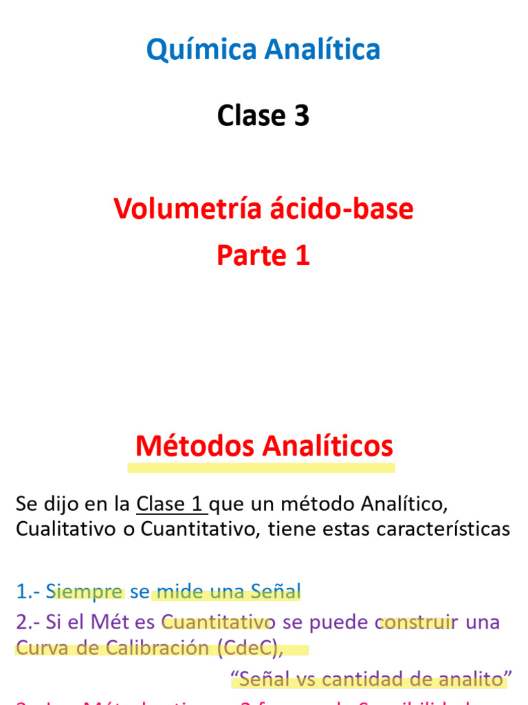 Química Analítica: Clase 3 | PDF | Valoración | Química