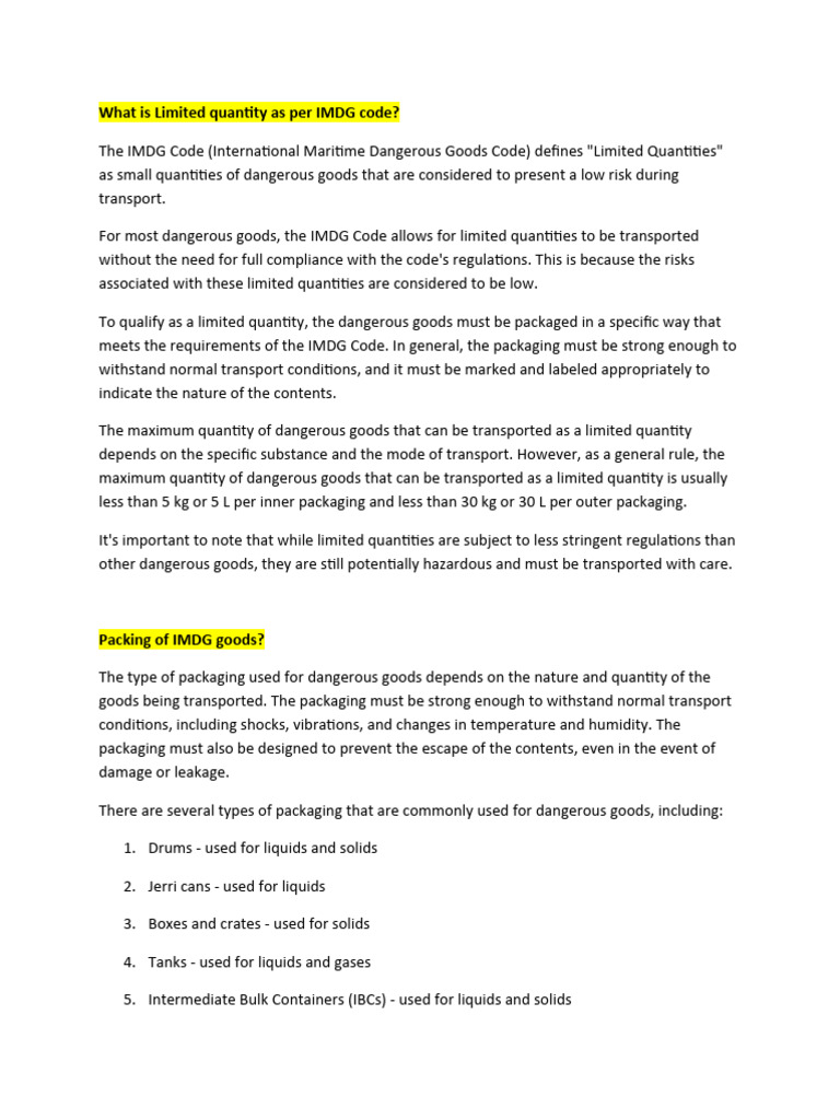 IMDG | Download Free PDF | Dangerous Goods | Packaging And Labeling