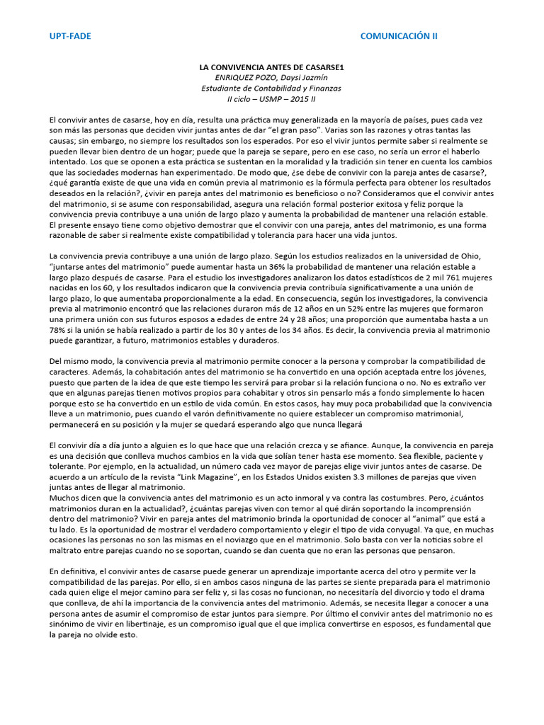 Trab en Clase2-2023 | PDF | Matrimonio | Cohabitación