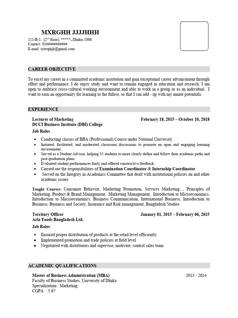 CV .Sample | Download Free PDF | Business