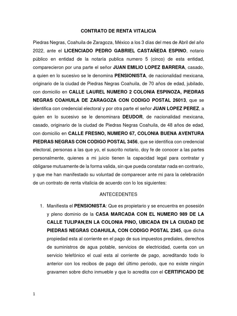 Modelo De Contrato De Renta Vitalicia Modelo Contrato Mobile Legends ...