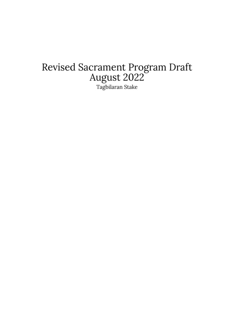 Revised Sacrament Program | PDF | Ecclesiastical Titles | Latter Day ...