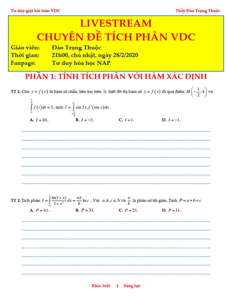 Tích Phân - VDC | PDF