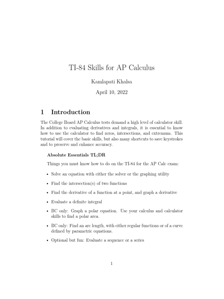 TI-84 For Calculus | PDF | Tangent | Function (Mathematics)