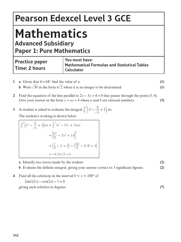 Edexcel AS Level Pure Mathematics 1 Practice | PDF | Circle | Tangent