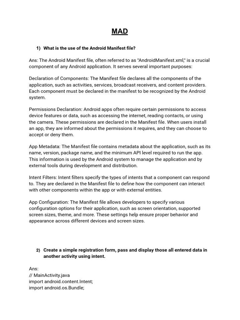 MAD Solution | PDF | Inheritance (Object Oriented Programming) | Method ...