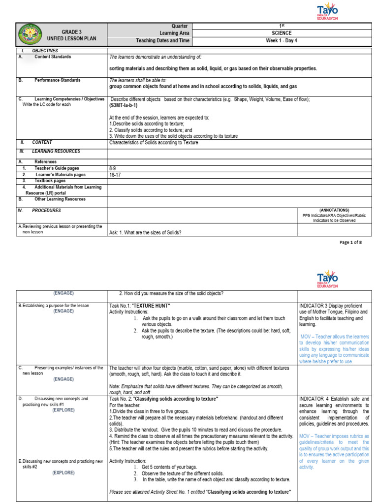 Grade 3 - 1st Quarter - Week 1 - Day 4 | PDF | Learning | Teachers