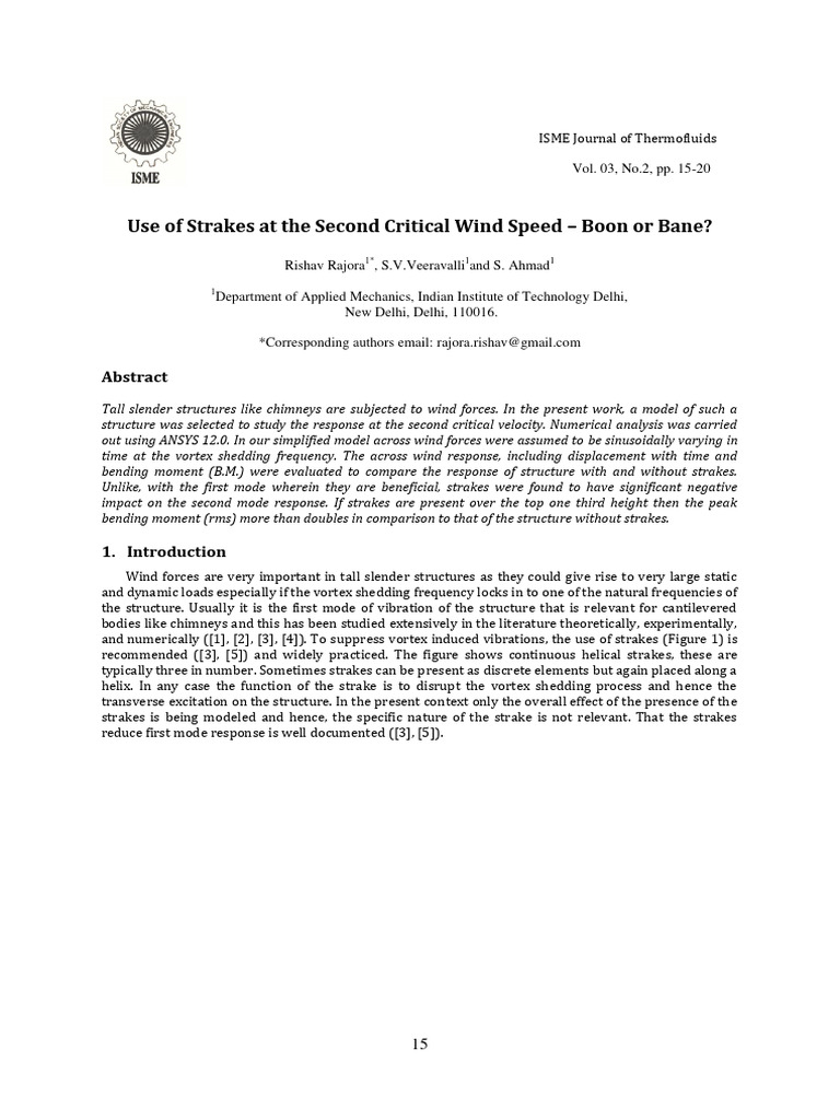 Use of Strakes at The Second Critical Wind Speed - Boon or Bane? | PDF ...
