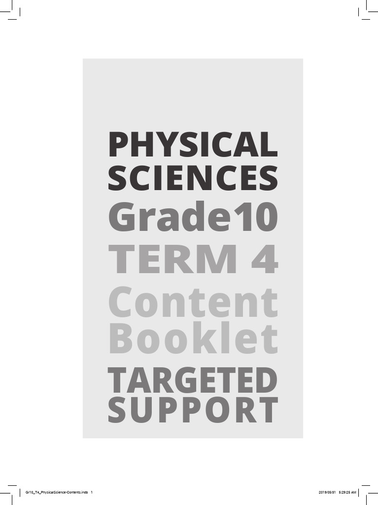 GR 10 Term 4 2019 Physical Sciences Content Booklet | PDF | Force ...