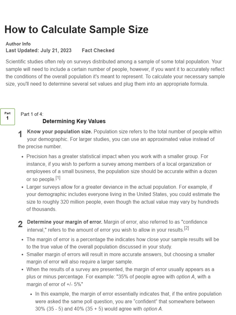 How To Calculate Sample Size - 14 Steps (With Pictures) - Wikihow | PDF | Margin Of Error ...