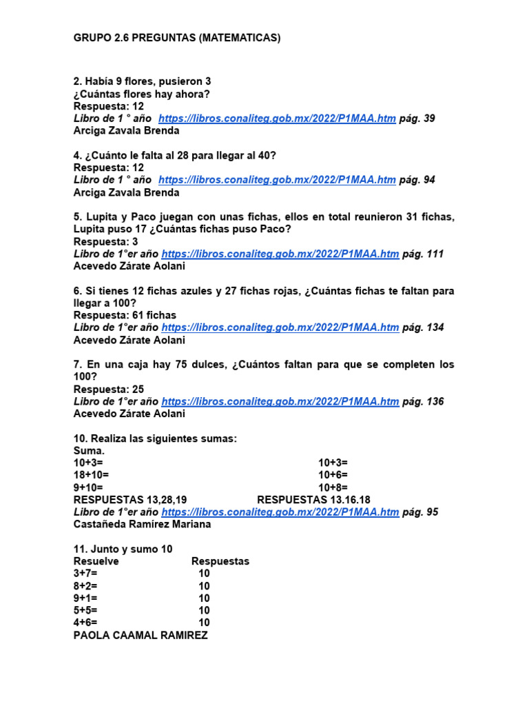 Preguntas de Matemáticas | PDF