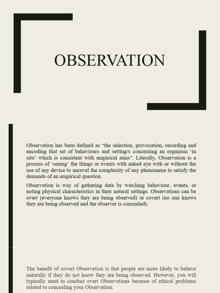 Observation 1 | PDF | Observation | Behavior