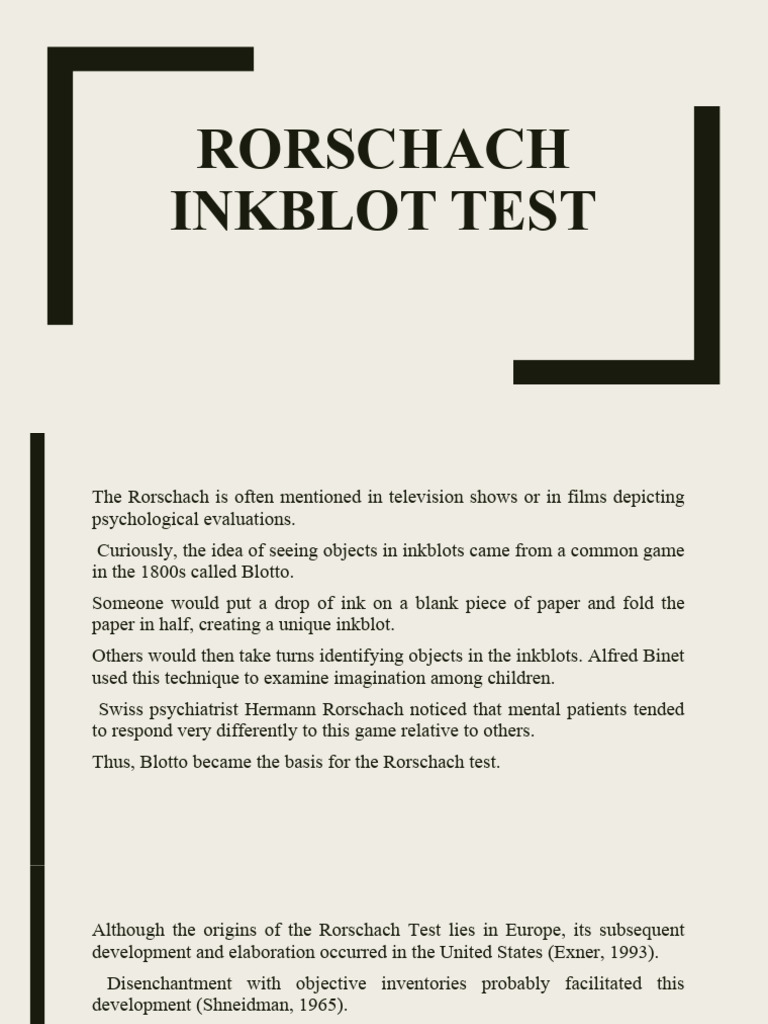 Rorschach Inkblot test | PDF | Psychological Concepts | Behavioural ...