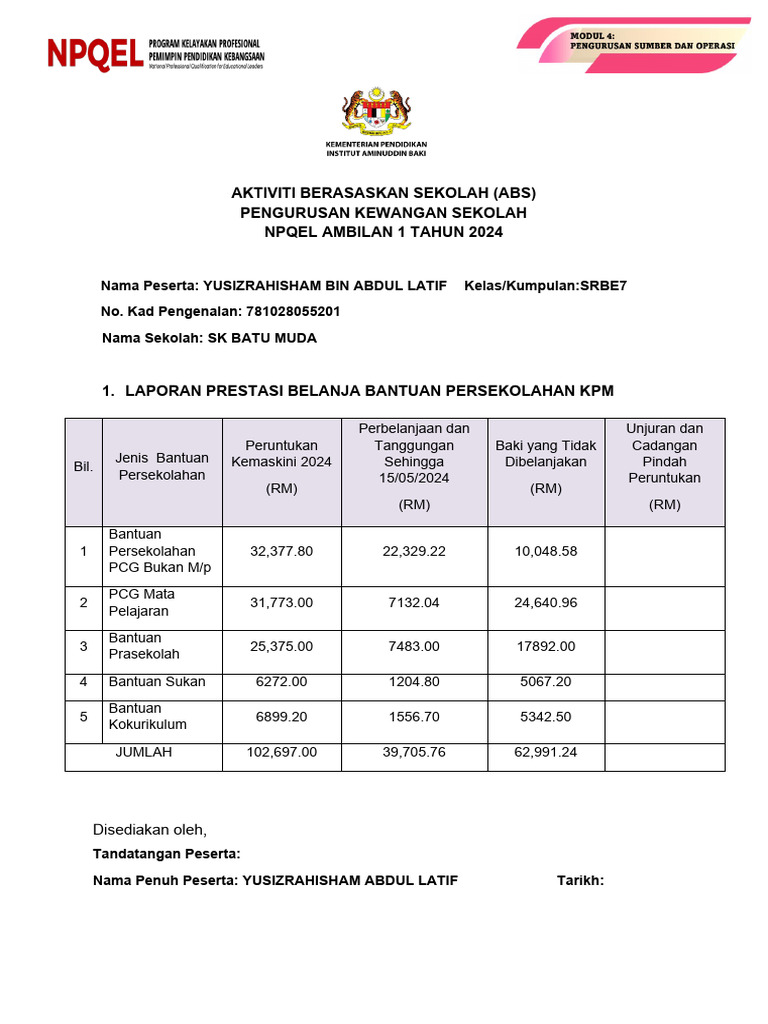 Template Laporan Prestasi Dan Dapatan - Cadangan Penambahbaikan P ...