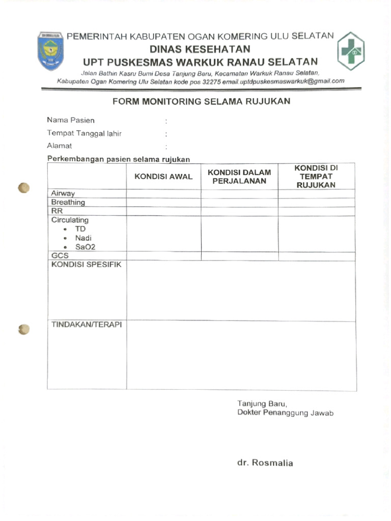 Form Monitoring Selama Rujukan | PDF