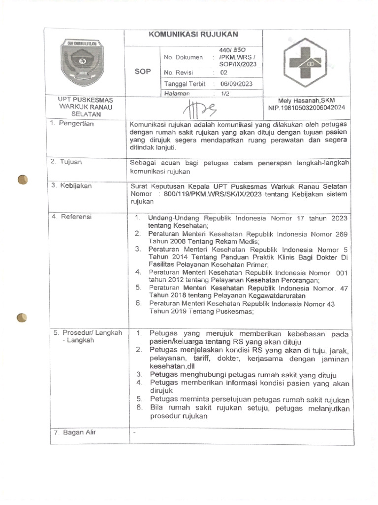 SOP Komunikasi Rujukan | PDF